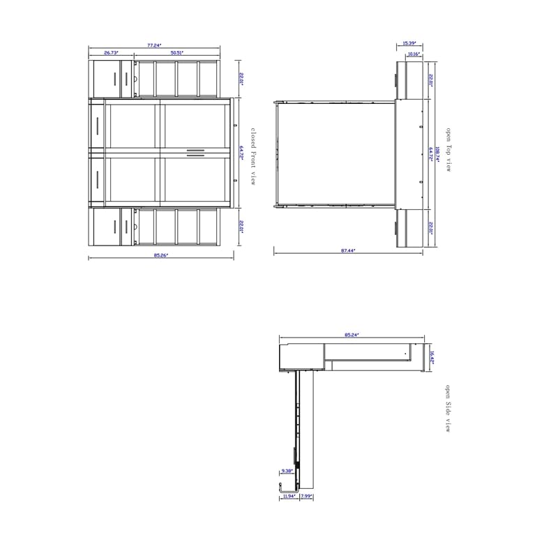 RoomAndLoft Queen Size White Murphy Wall Bed in Solid Wood, with Storage and Shelves, No Box Spring Needed, Easy Assembly, Up to weight capacity