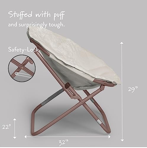 Urban Lifestyle Faux Fur Saucer Chair, 22"D x 32"W x 29"H, White/Gold