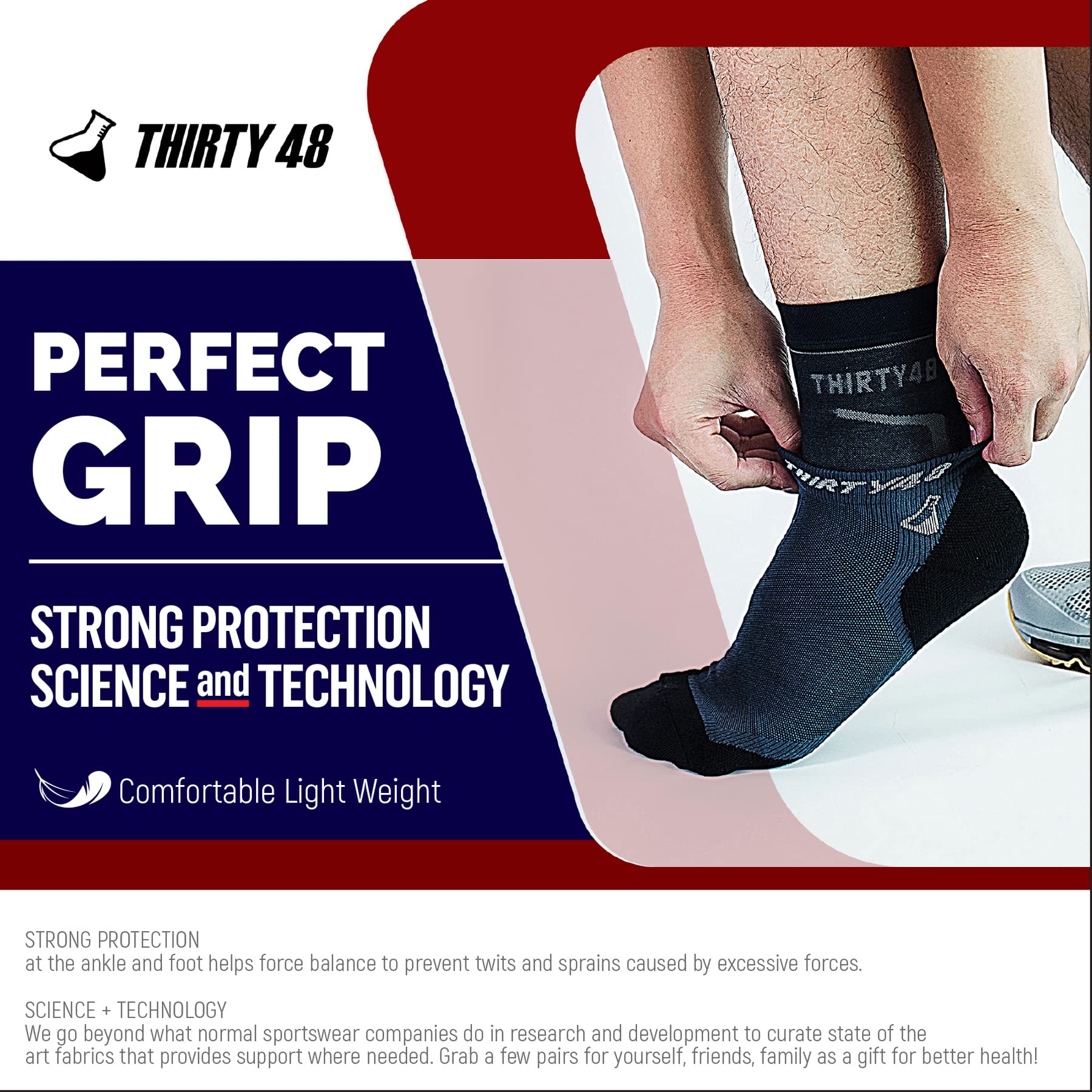 Thirty48 Plantar Fasciitis Socks, 20-30 mmHg Foot Compression Sleeves for Ankle/Heel Support, Increase Blood Circulation, Relieve Arch Pain, Reduce Foot Swelling (Black & Pink (2 Pairs), Large)