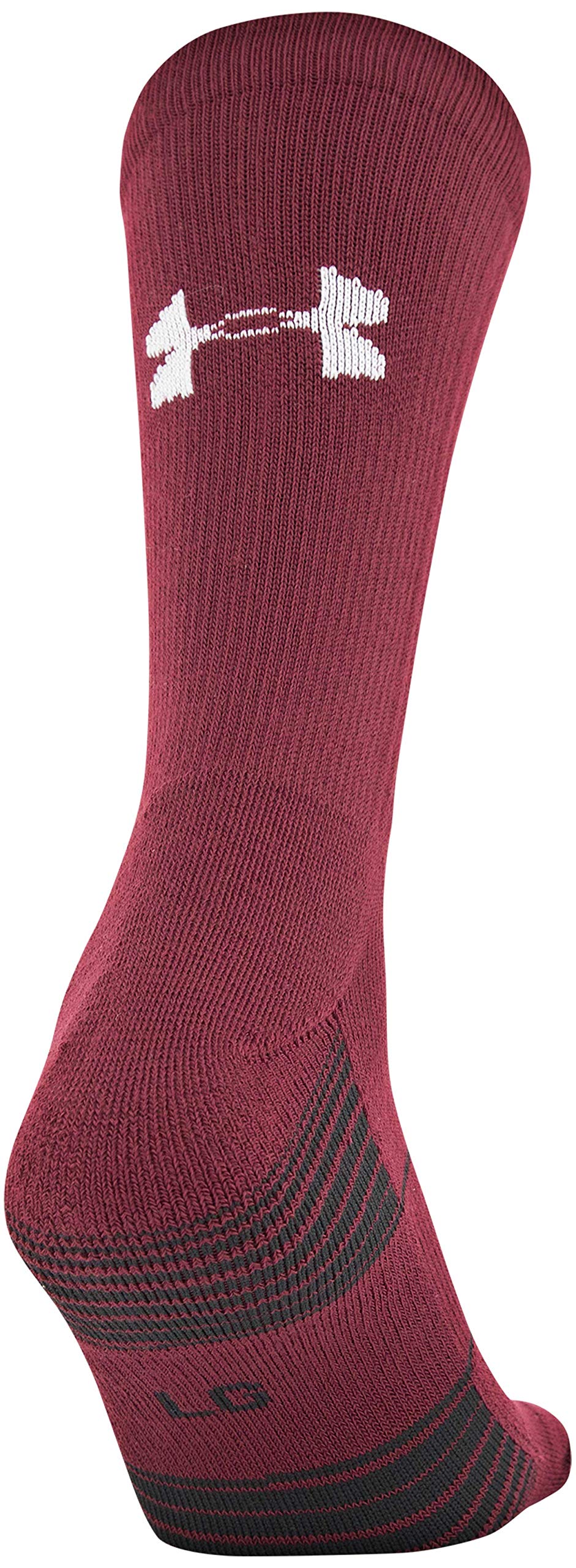 Under Armour Team Crew Socks, 1-pair, Cardinal, Shoe Size: Mens 4-8, Womens 6-9