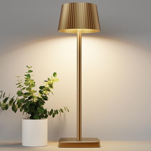 YHT LED Cordless Table Lamps Rechargeable Battery Operated Outdoor Waterproof Light 6000mAh 3 Level Brightness Dimmable Portable Desk Lamp Touch Control for Outdoor Patio Home Restaurant Bar Bronze