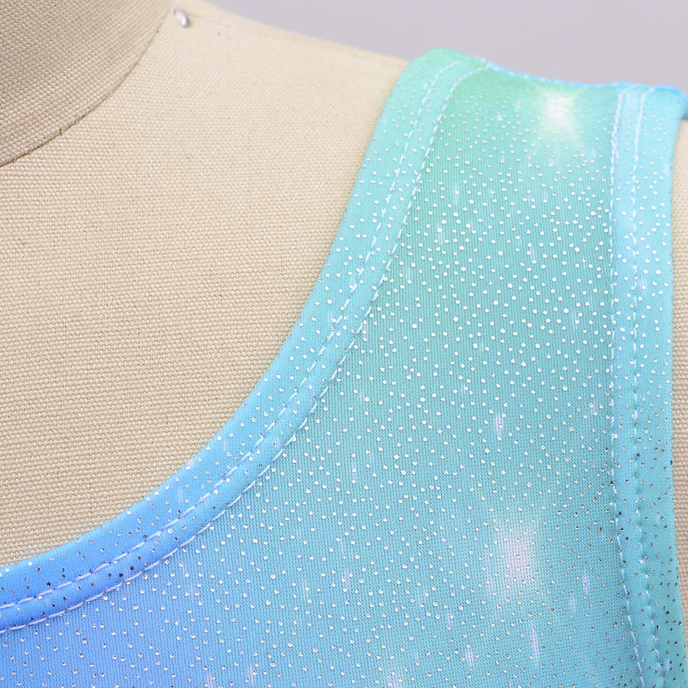 ZIZI Girl's Gymnastics Leotards One-piece Sparkle Colorful Rainbow Dancing Athletic, Purple, 7-8Years(140)