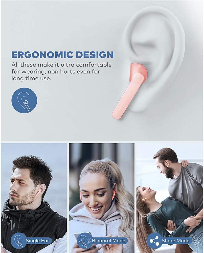 Wireless Bluetooth Earbuds, True Wireless Stereo Headsets in-Ear, 30H Playtime & Wireless Charging Case, Built-in Mic Earphones Premium Sound, Touch Control, IPX5 Waterproof Sport Headphones