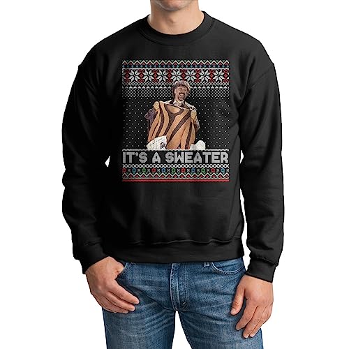 Unisex It's A Sweater Ugly Christmas Sweatshirt (Black, Large)