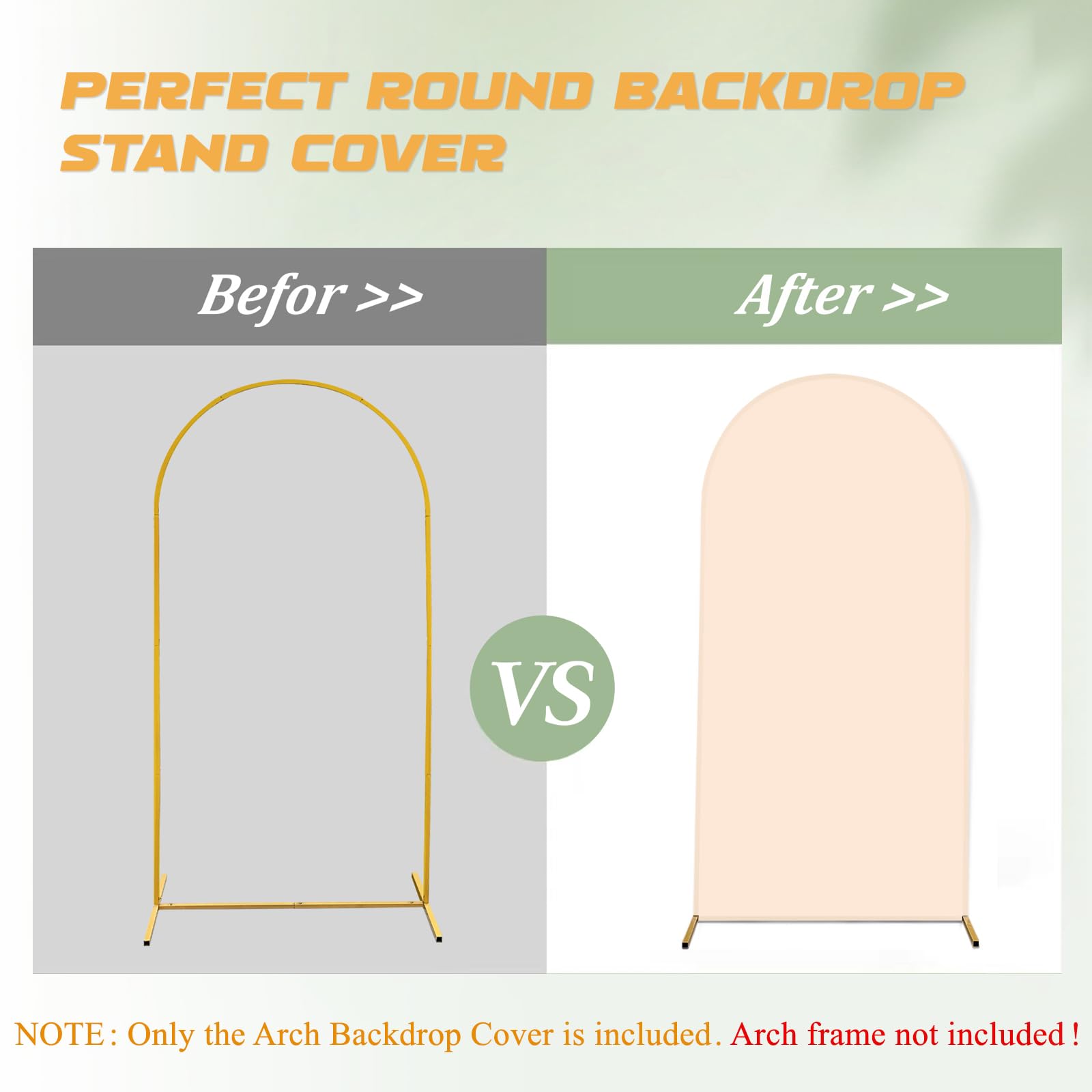 Spandex Fitted Arch Backdrop Cover Chiara Arch Cover Backdrop Fabric,2-Sided Wedding Arch Cover for Wedding Ceremony Birthday Party Baby Shower Banquet Decoration(Beige, 2.6 x 6 ft)