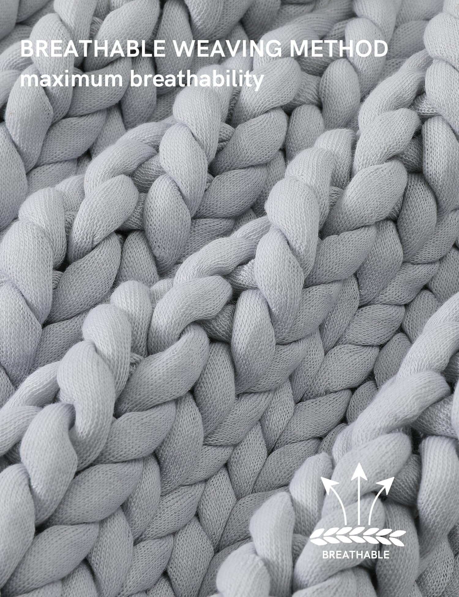 YnM Chunky Throw Blanket, Medium-Weight, Hand Knitted, Skin Friendly, Ventilated and Breathable, Machine Washable, Home Décor Piece for Couch, Sofa and Bed (Lunar Grey, 40x50 Inch)