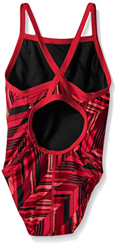Speedo Girl's Swimsuit One Piece Endurance+ Flyback Striped Youth Team Colors - Manufacturer Discontinued