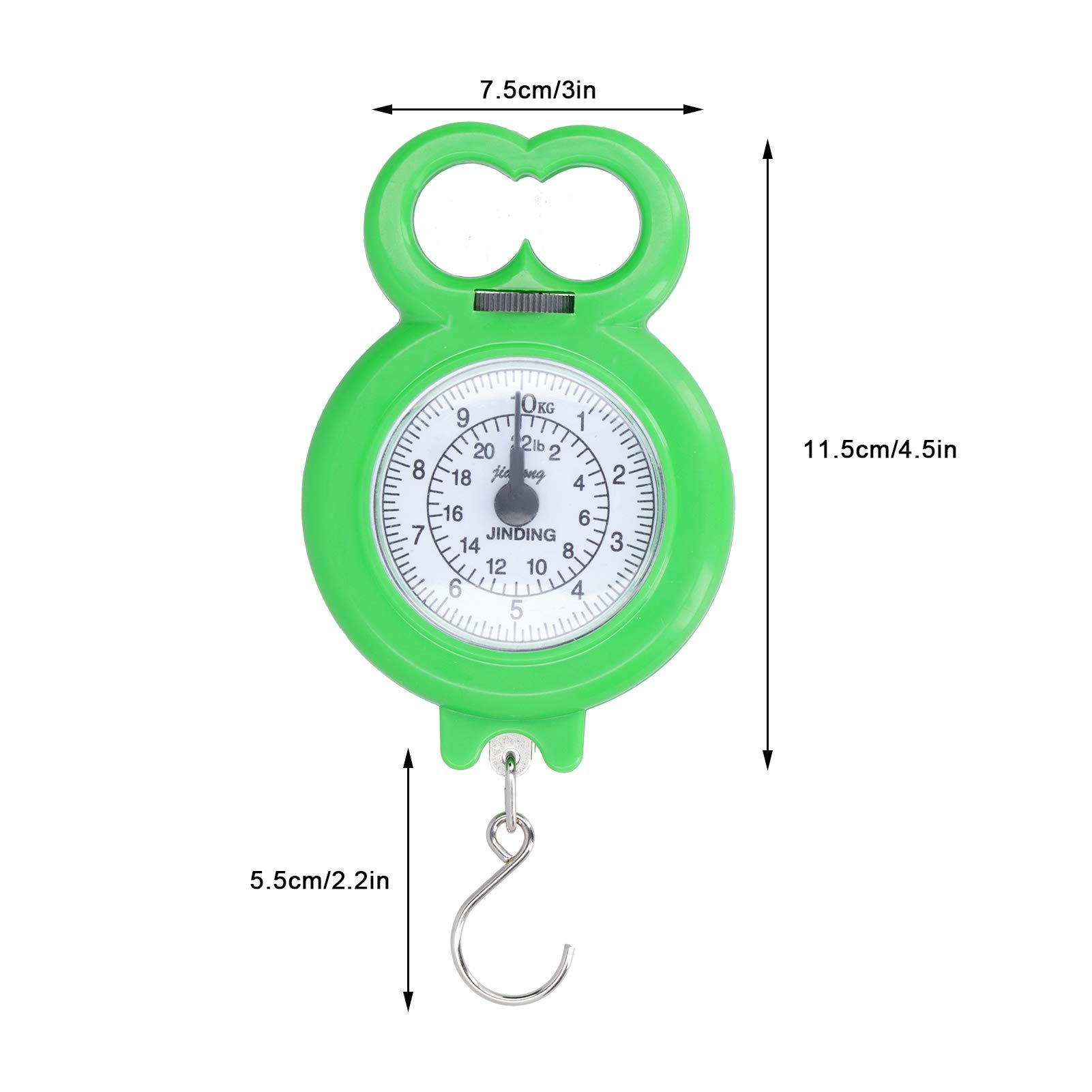 Velaurs Fishing Scale, Spring Practical Hanging Hook Scales, Fishing for Measuring Shopping Weight(Green)