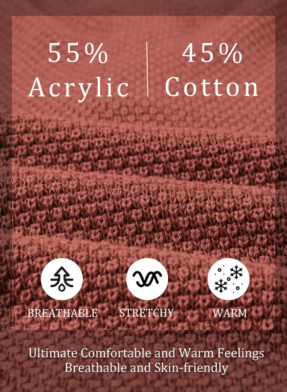 SHEWIN Womens Waffle Knit V Neck Long Sleeve Oversized Sweaters for Women Trendy 2023,(US 16-18) XL,Red