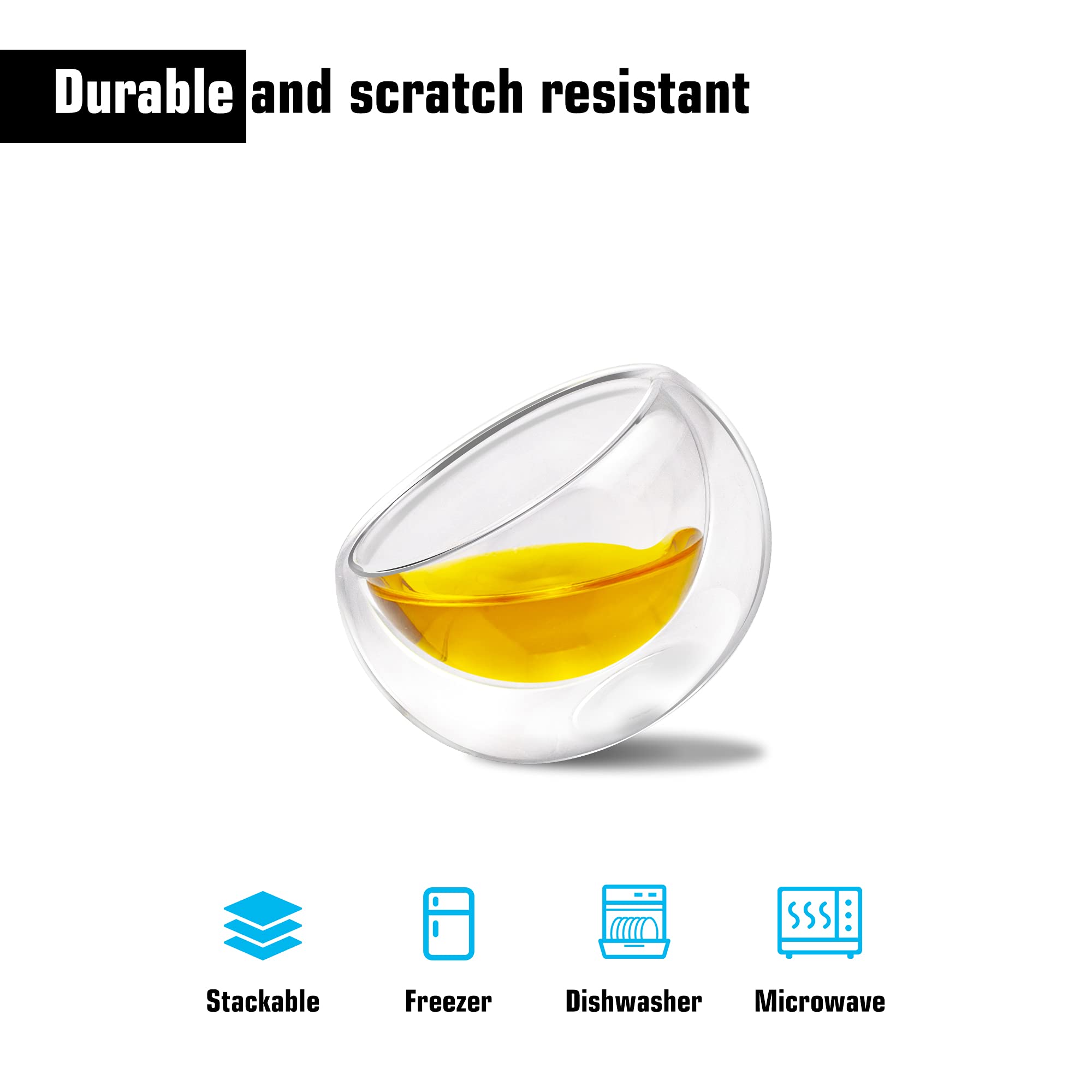 ZHMTang Double-walled Borosilicate Glass Tiny Teacups Each Holds 2 Oz/60ml (10 PCS)