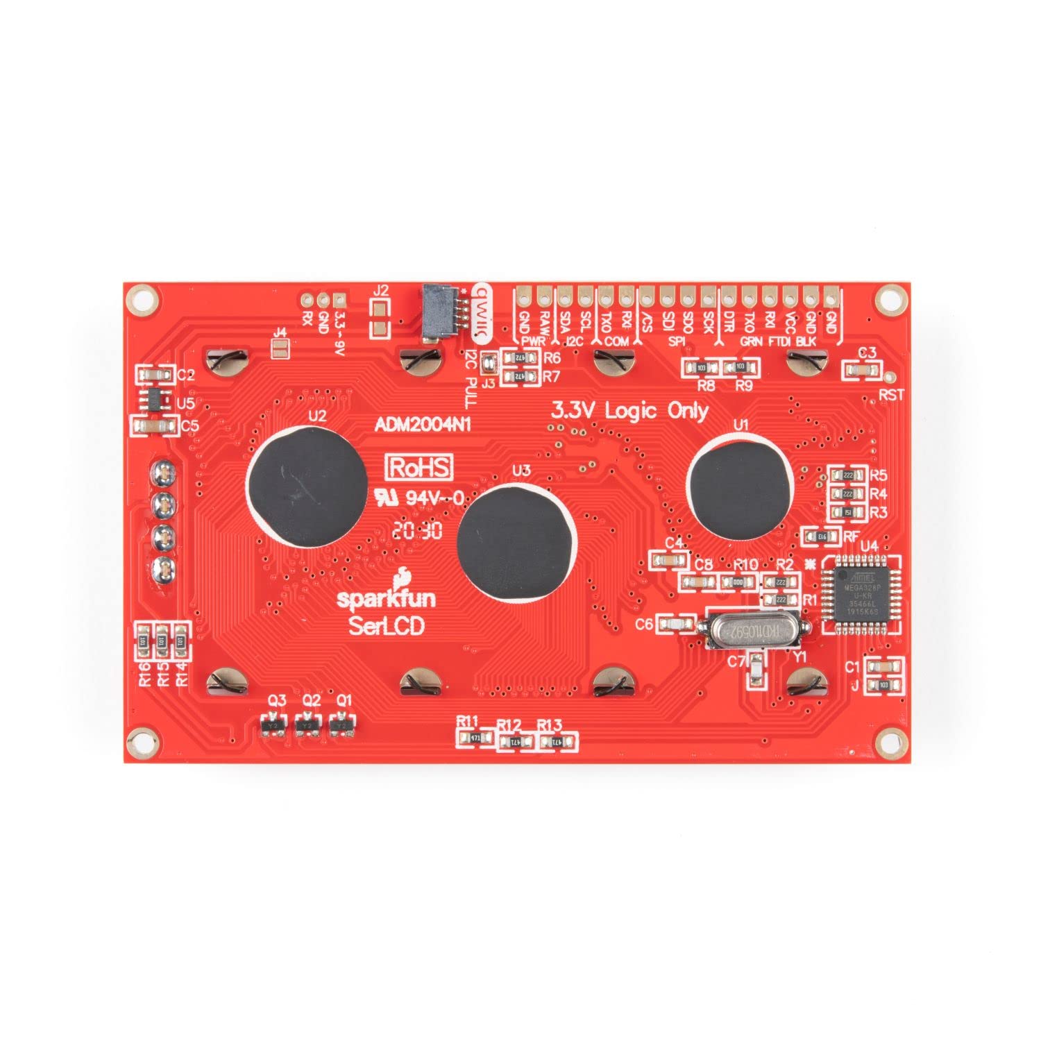 SparkFun 20x4 SerLCD - RGB Backlight (Qwiic) - Black on Red/Green/Blue Display Communicate with Serial I2C SPI 3.3V Logic and Power