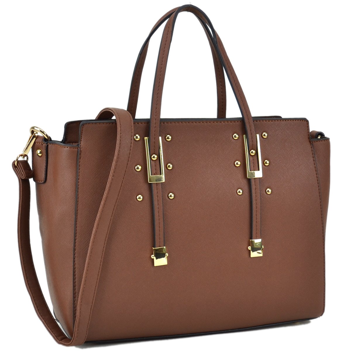 Womens Fashion Handbag Designer Shoulder Bag Structured Satchel Bag Top Handle Bag Coffee Large