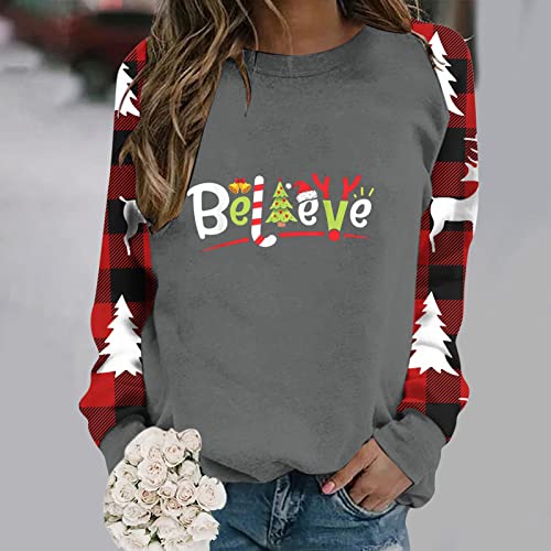 YYQXIiyty Womens Loose Casual O Neck Sweatshirt Fashion Christmas Printing Comfortable Top Autumn Long Sleeve Cute Pullover