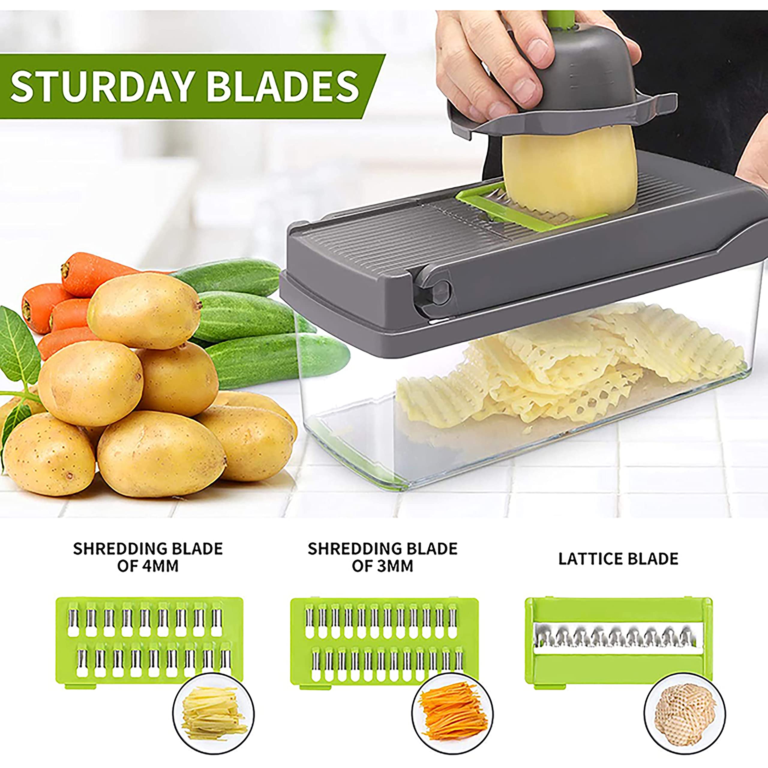 Vegetable Chopper, ideal for cutting and dicing fruits and vegetables slicer dicer cutter versatile veggie chopper with 8 blades and attachments onion cutter