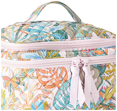 Vera Bradley Women's Cotton Brush Up Cosmetic Makeup Organizer Case, Rain Forest Canopy - Recycled Cotton, One Size