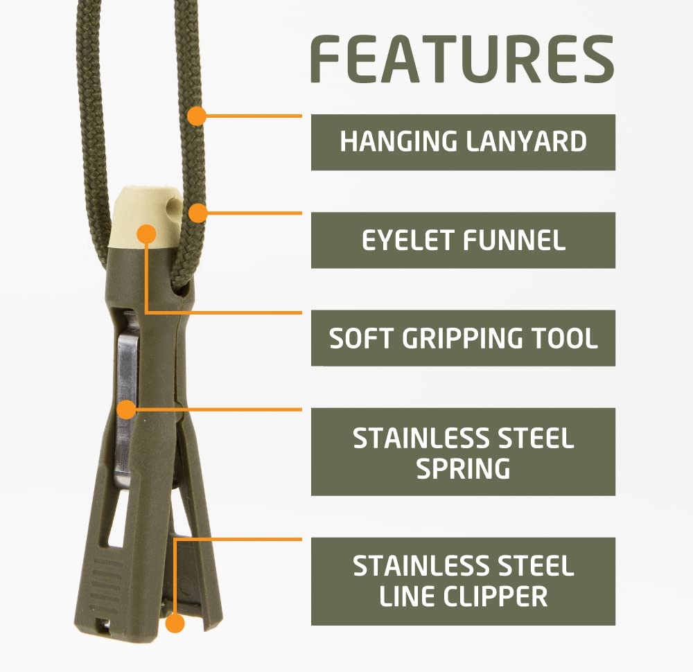 TYEPRO Fishing Knot Tying Tool/Jig Head and Hook Eyelet Grip/Line Threader/Clipper for Shaky Hands and Poor Eyesight. Tackle box Accessory.