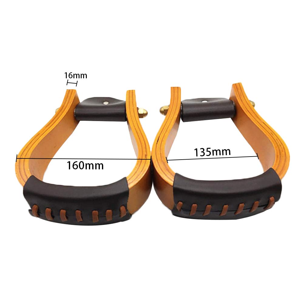 UNISTRENGH 1 Pair Safety Stirrups Horse Riding Bamboo Cowhide Treads Equestrian Horsing Accessories (Natural)