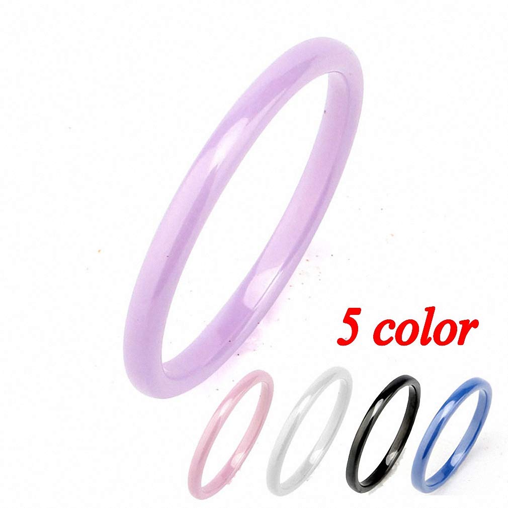 Womens Mens Ring Hot 2mm Light Pink Black White Blue Purple Beautiful Smooth Ceramic Ring for Women Modern Wedding Russian Ring Jewelry