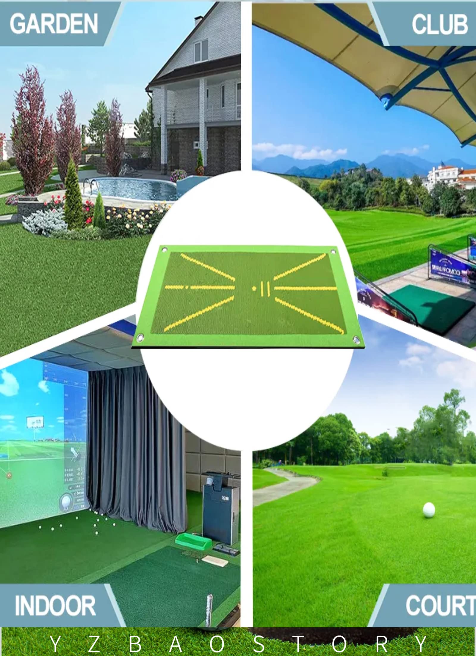 yzbao Golf Training Mat For Swing Detection Batting With 3 Balls| Indoor/Outdoor Mat| Aids That Instantly Displays The Path, Green-3