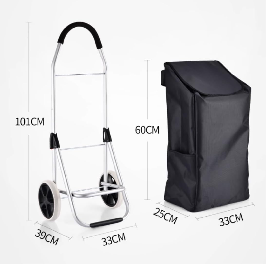 XDMINGY Folding Shopping Cart, Shopping Cart Shopping Trolley Foldable Shopping Cart Solid with Waterproof Bag 50L Large Capacity Grocery Utility Carts