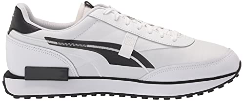 PUMA Men's Future Rider Twofold Sneaker, White Black, 10