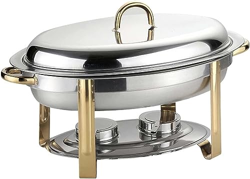 Stainless Steel Chafing Dish Buffet Set, 5.5L Full Size Oval Chafer Buffet Servers with Food Pan, Fuel Holders & Lid, Food Warmers for Party