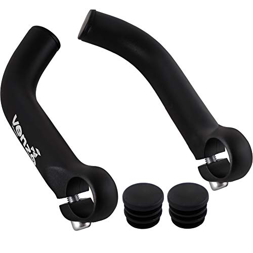 Venzo Bicycle Handlebar Extender for Mountain Hybrid Bike - Compatible with 7/8'β 22.2mm - Flat Bar Ends with Plugs - 150mm - Ergonomic Design Lightweight & Durable - Matt Black