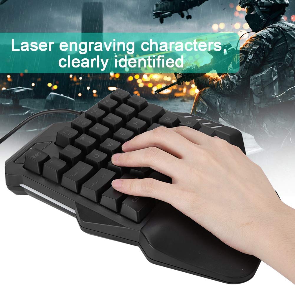 Wendry One-Handed RGB Gaming Keyboard, Professional Ergonomic Rainbow Mechanical Feel Gaming Keypad for PC/MAC/PS4/XBOX ONE Gamer