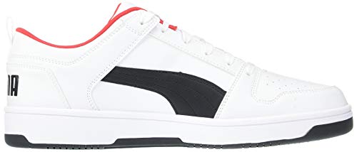 PUMA Men's REBOUND LAYUP LOW Sneaker, Puma White-Puma Black-High Risk Red, 11