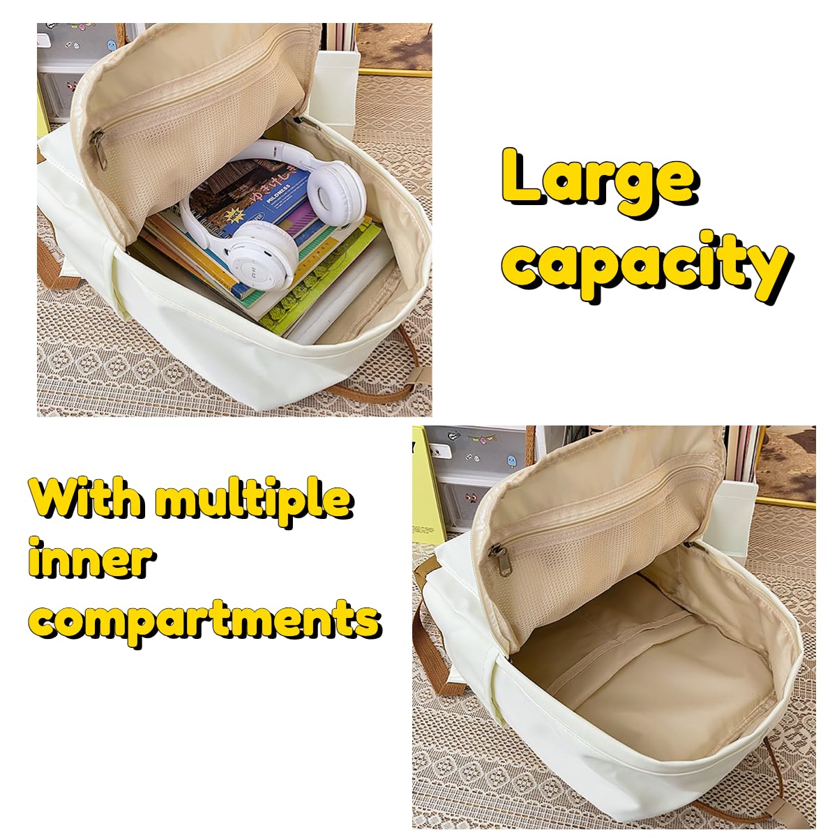 Splendrive Cute aesthetic backpack with cute duck accessories Christmas gift Outdoor Daypack (Green)
