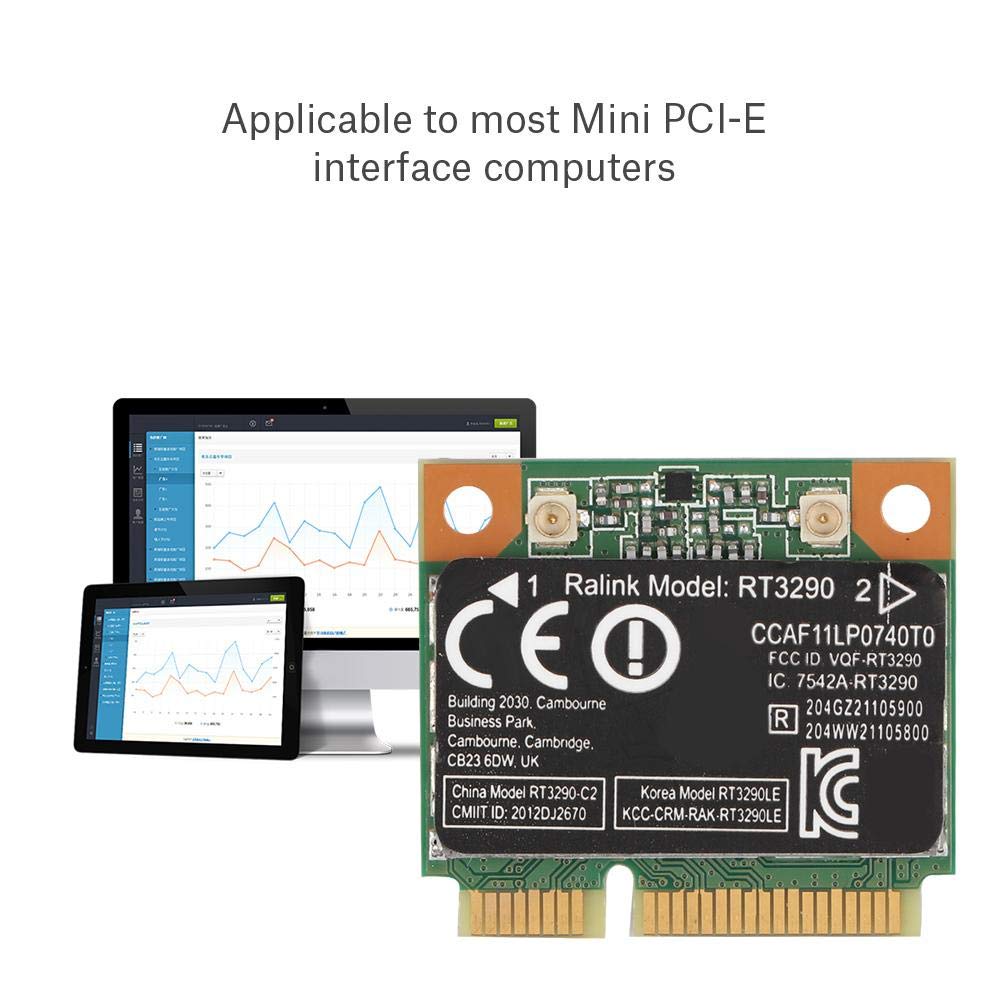 Wireless Network Card, RT3290 Mini PCI E Port WiFi Wireless Network Card, 150Mbps High Speed PCI E Bluetooth Network Card