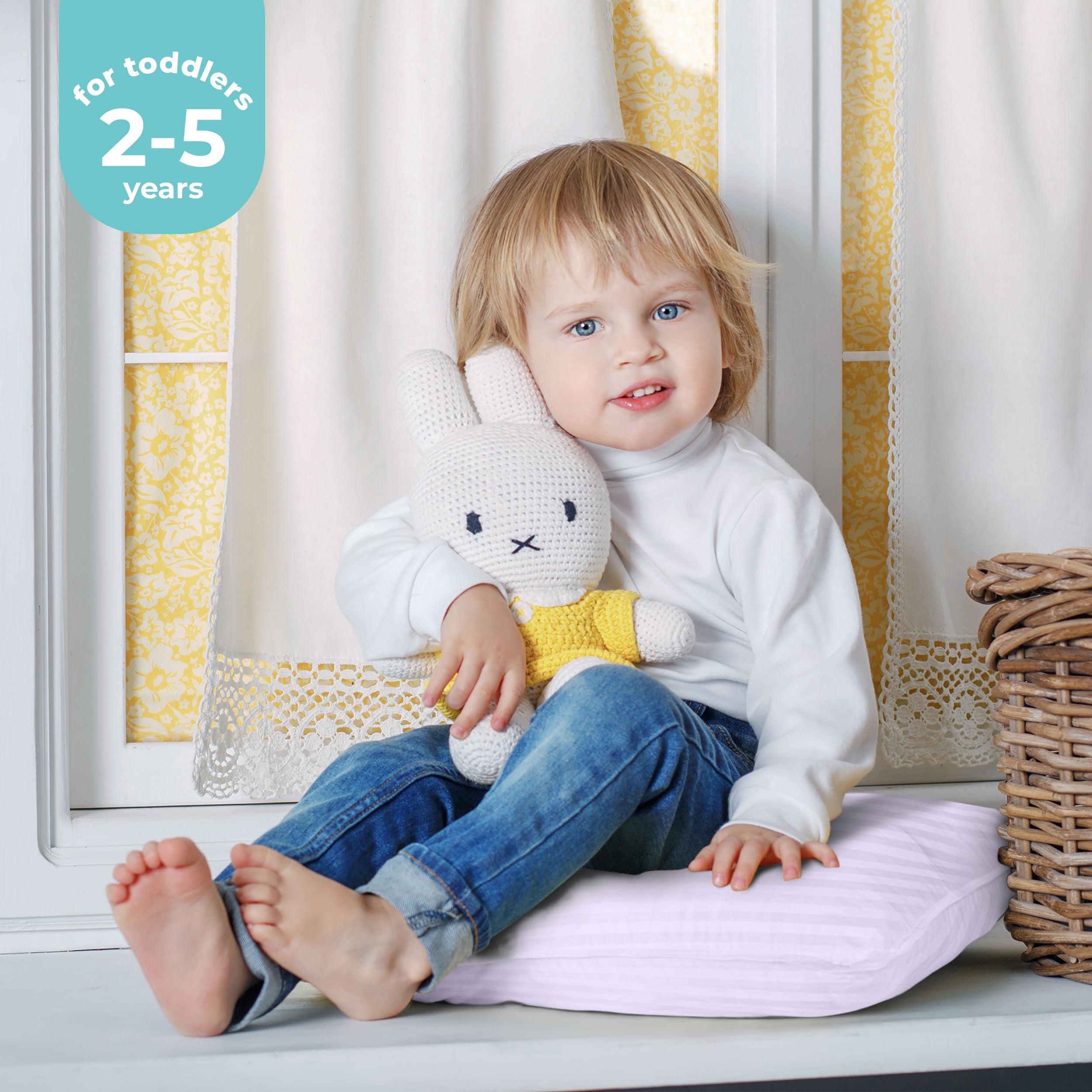 Utopia Bedding Toddler Pillow (Lavender, 2 Pack), 13x18 Pillows for Sleeping, Soft and Breathable Cotton Blend Shell, Small Kids Pillow Perfect for Toddler Bed and Travel (Intended for age 2 and up)