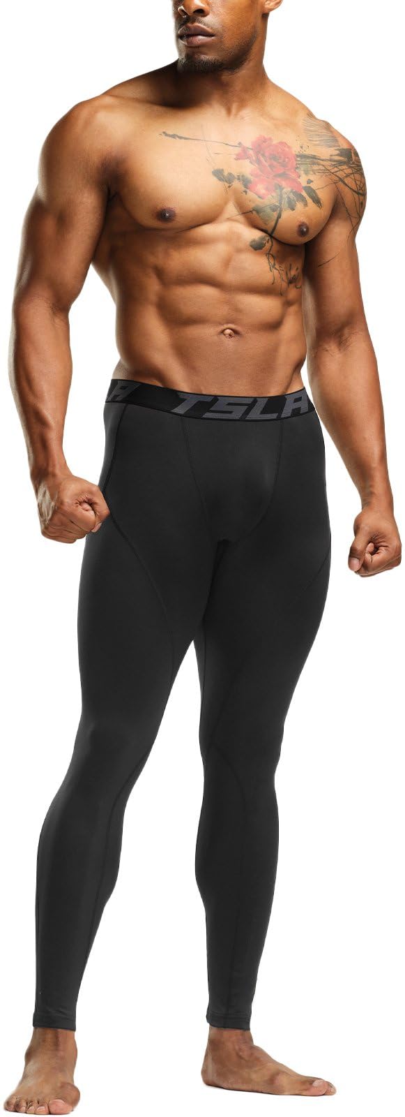 TSLA Men's Thermal Compression Pants, Athletic Sports Leggings & Running Tights, Wintergear Base Layer Bottoms, 2pack Tights Black/Black, 3X-Large