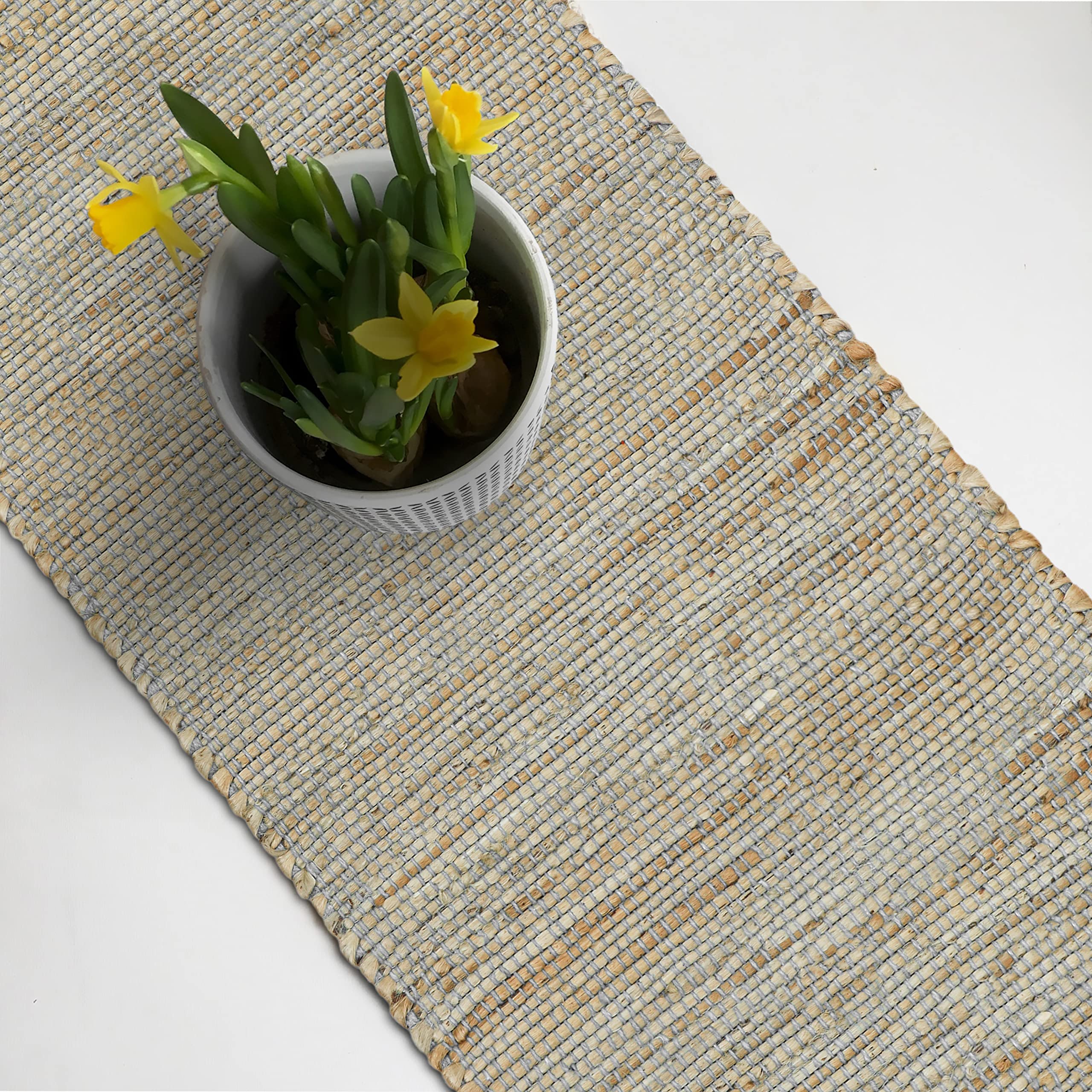 The Home Talk Table Runner 72 Inches Long Decorative Natural Jute Table Runner for Decorations, Buffet, Restaurants, Wedding, Parties, Camping - Light Grey