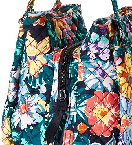 Vera Bradley Women's Cotton Mini Multi-compartment Crossbody Purse, Happy Blooms, One Size