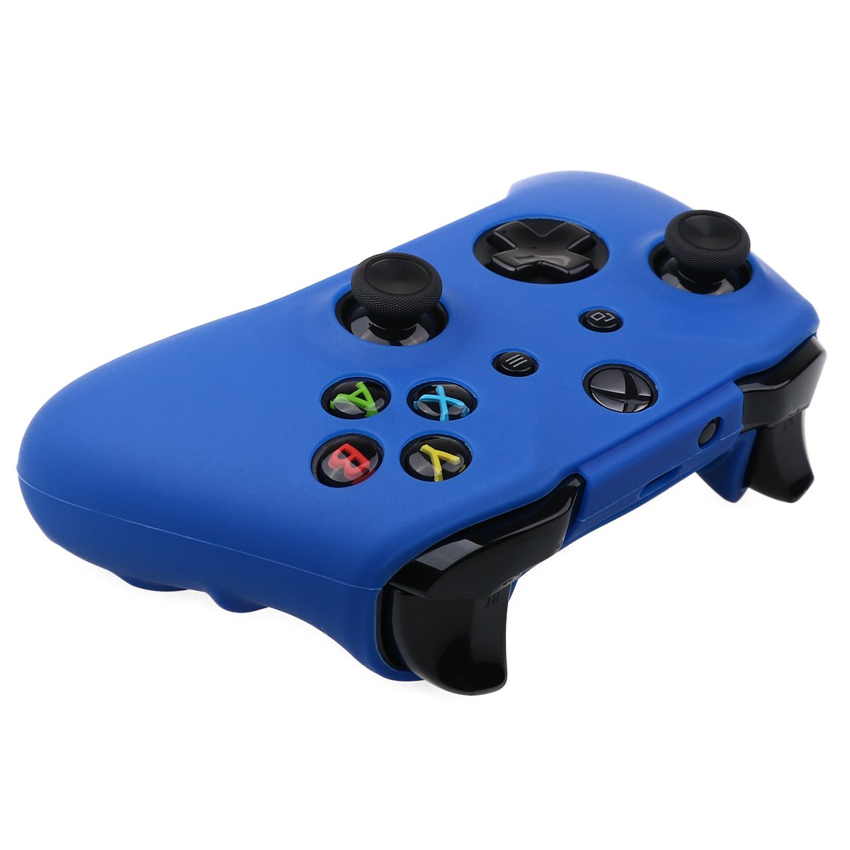 YoRHa Silicone Cover Skin Case for Microsoft Xbox One S Controller x 1(Blue) with Pro Thumb Grips 8 Pieces