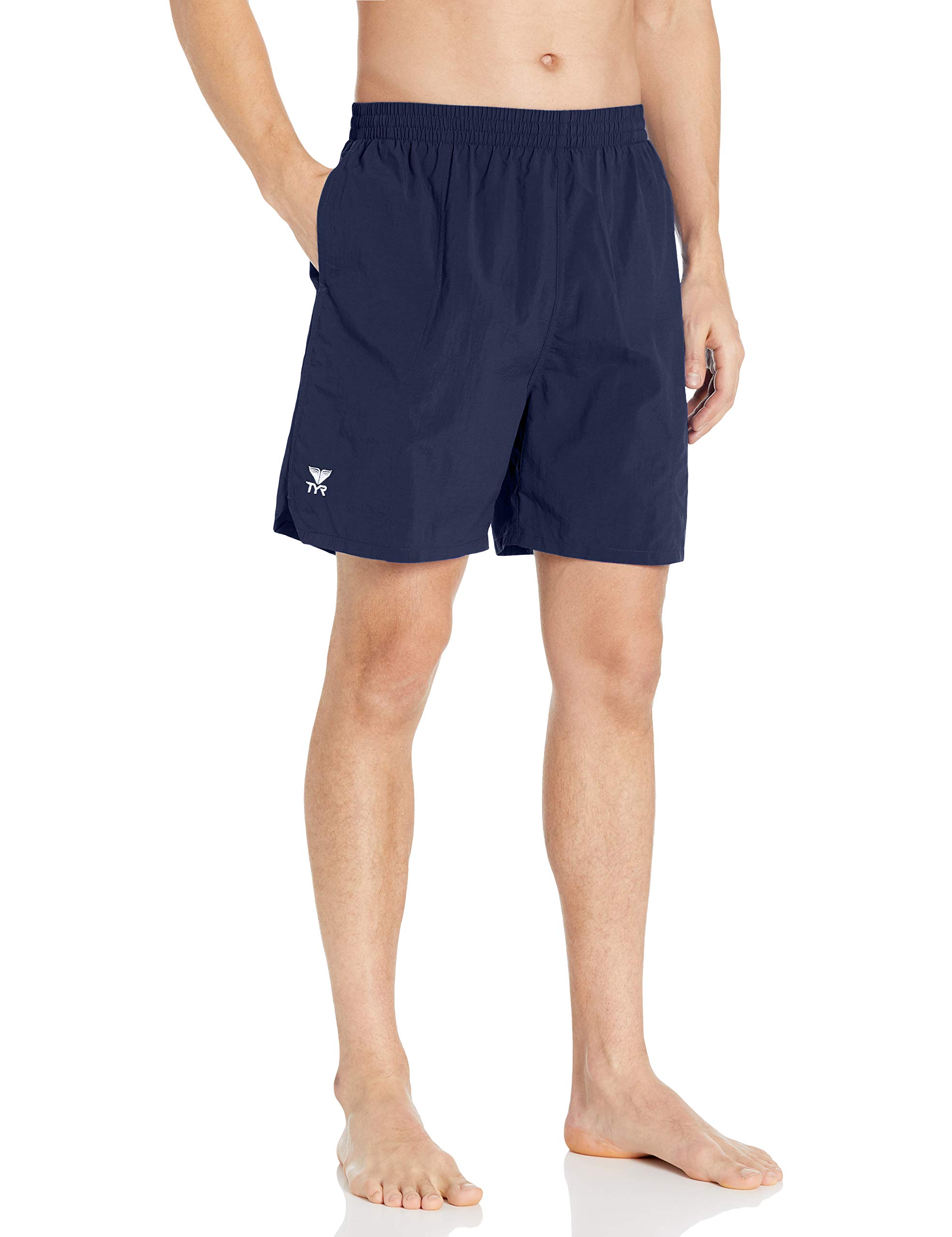 TYR Men's Classic Deck Swim Shorts, Navy, Medium