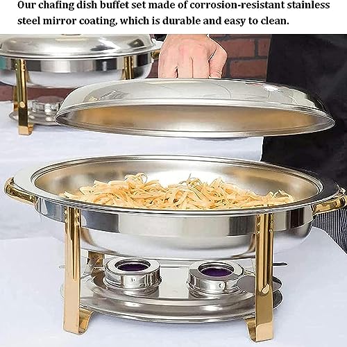 Stainless Steel Chafing Dish Buffet Set, 5.5L Full Size Oval Chafer Buffet Servers with Food Pan, Fuel Holders & Lid, Food Warmers for Party