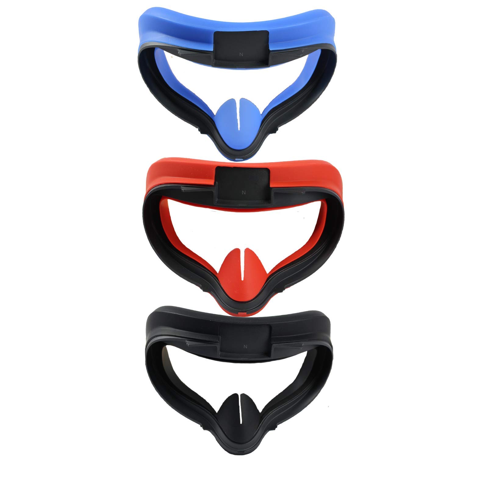 VERSAINSECT ilicone Cover Eye Mask Pad for Oculus Quest 2 Headset Sweatproof Waterproof Oculus Quest 2 Skin Replacement (Red+Blue+Black)