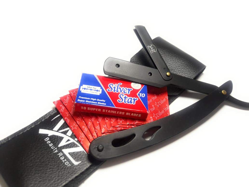 WideZone WZPR-001 Professional Straight Edge Razor - Stylish Barber Cut Throat Mens Beard Shaving Razor with a Beautiful Pouch