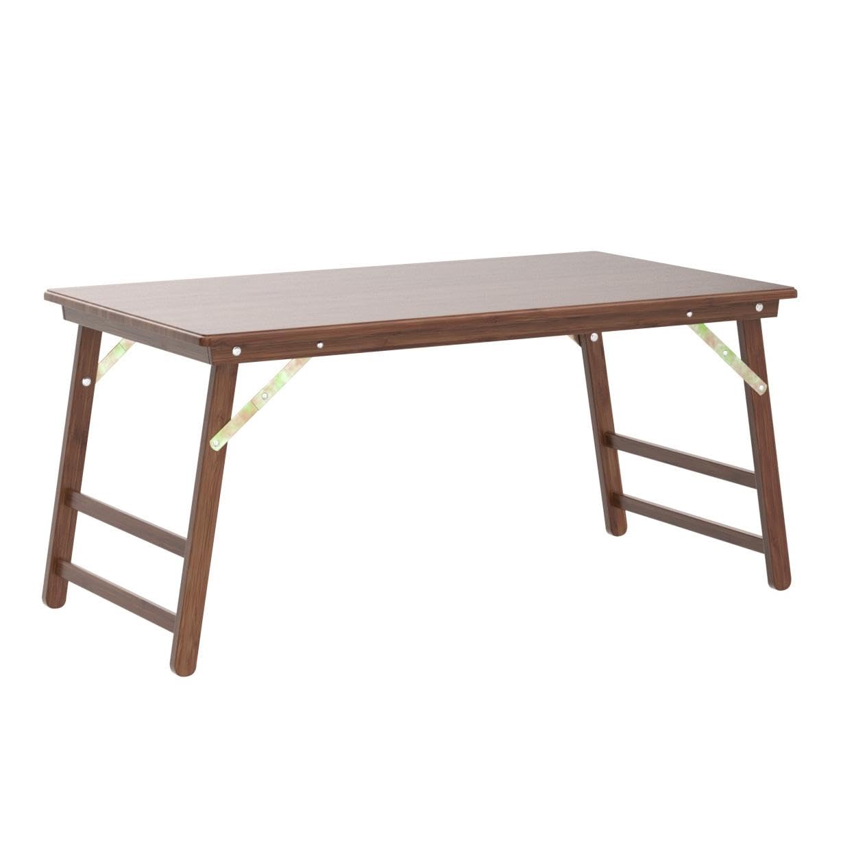 UNICOO Bamboo Folding Table, Coffee Table, Kids Rectangular Foldable Activity Table for Arts, Crafts, Study & Picnic, Eco-Friendly, Space-Saving Design, No Assembly Required (Antique Brown)
