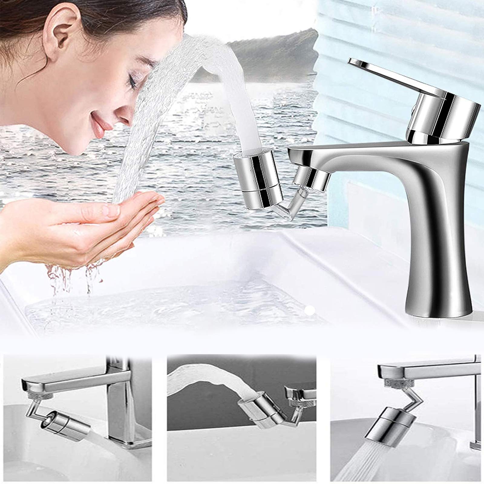 Universal Filter Aerator Faucet 720, Rotatable Kitchen Faucet, Anti-Splash 4-Layer Net Filter Faucet, Oxygen-Enriched Foam Leakproof Double O-Ring Sprayer Faucet