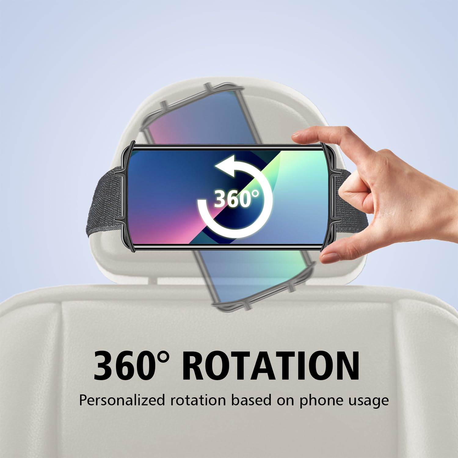 YAARHEJ Car Headrest Phone Holder for Kids Back Seat - Compatible with iPhone, Samsung and Other Cell Phones - Soft Adjustable Silicone Holding - Fits 9-33 Inch Circumference