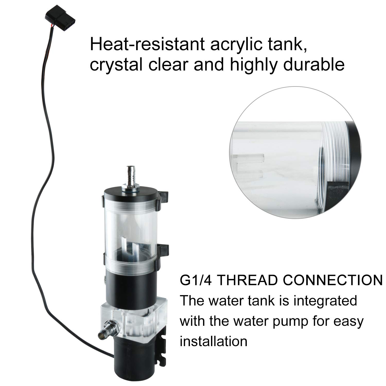 YaeCCC CPU Cooling System Heat Water Pump Tank 86 ml CO2 Cooler 800L/H 19W DC12V