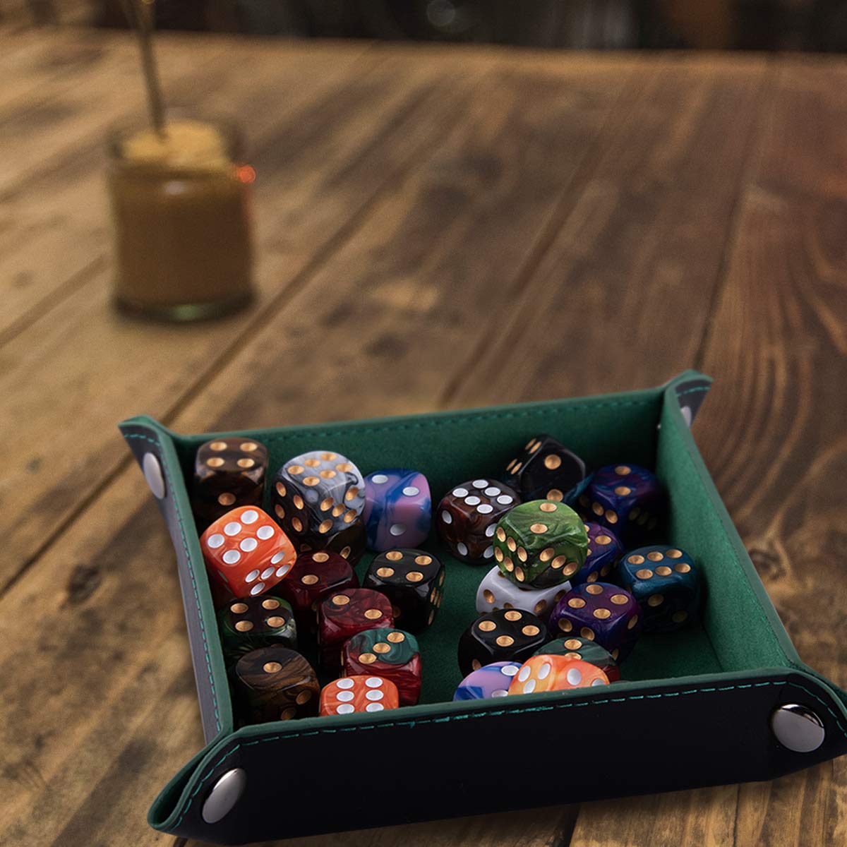 SIQUK 6 Pieces Dice Tray Velvet Folding Square Holder for Dice Games Like RPG, DND, and Other Table Games, 6 Colors