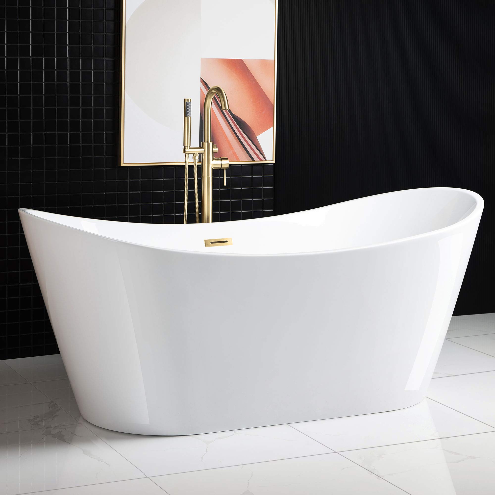 WOODBRIDGE B0017-MB-Drain &O Bathtub, Matte Black