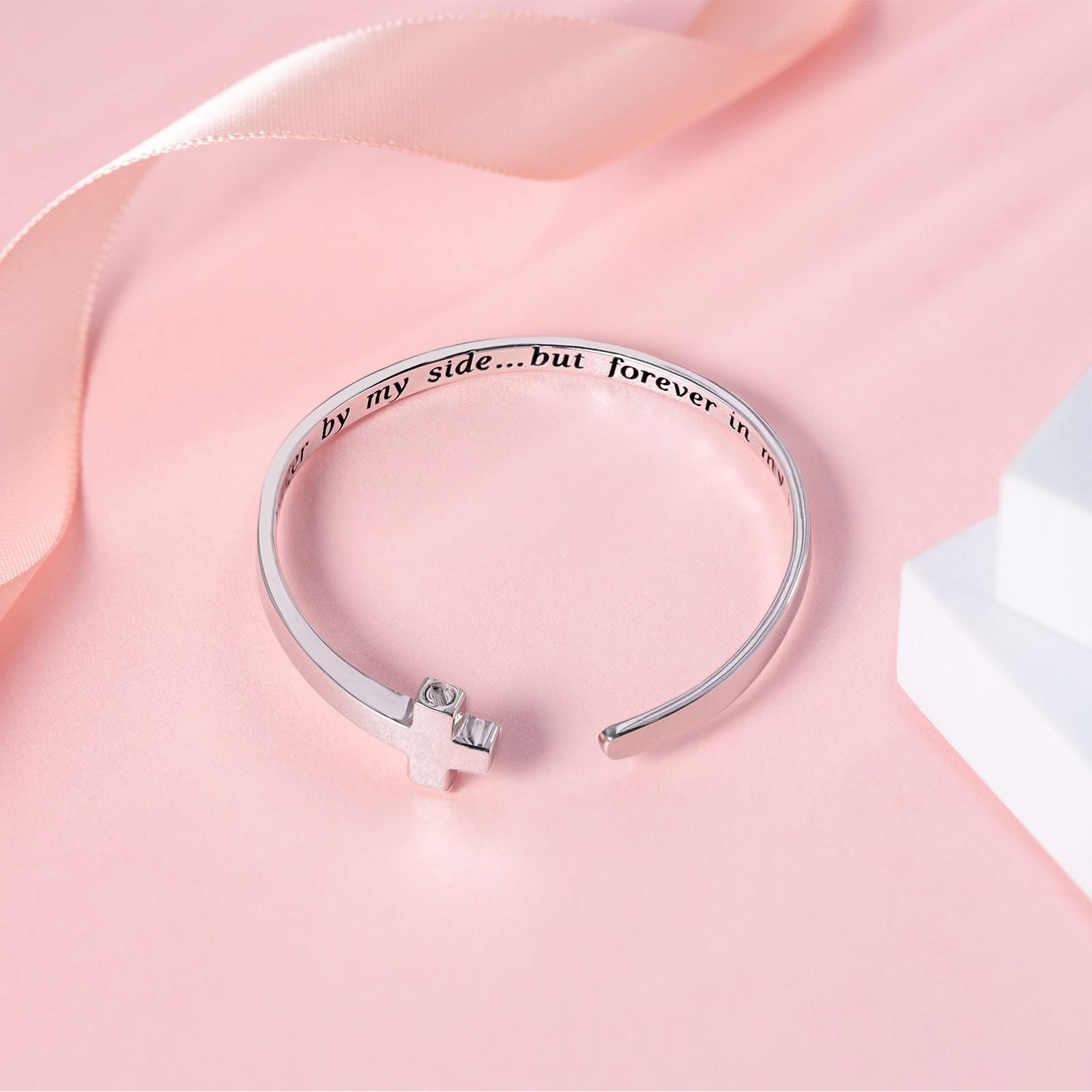 WOUOVO Cross Urn Bracelet for Ashes - 925-Sterling-Silver Adjustable Celtic Knot Urn Ring Platinum Plated Cross Cuff Bangle Memorial Keepsake Cremation Jewelry for Women Men