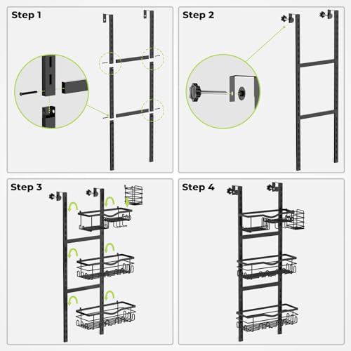 Vmiya 3-Tier Over-the-Door Shower Caddy, Hanging Shower Caddy Rack with Soap and Toothbrush Holder, Rustproof Bathroom Shampoo Holder for Shower