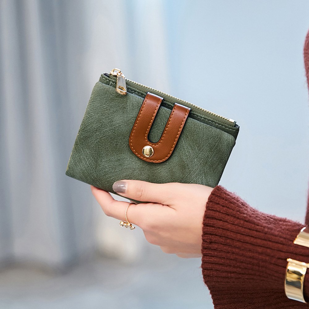 YOTOO TOPKULL Womens Wallets Bifold Leather Small Wallets for Women Mini Rfid Thin Billfolds Ladies Wallets Slim Compact with Zipper Coin Pocket (green)