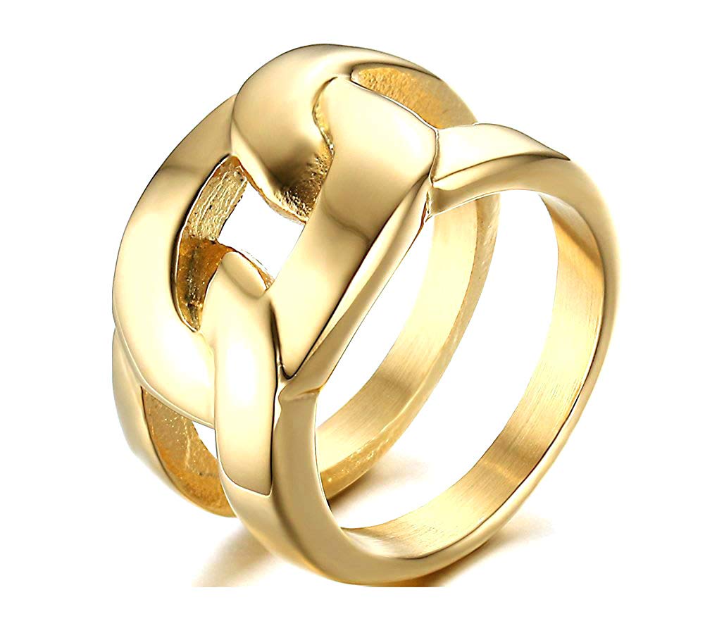 VNOX Womens Stainless Steel Linked Cuff Ring for Wedding Band Engagement Promise Size 8